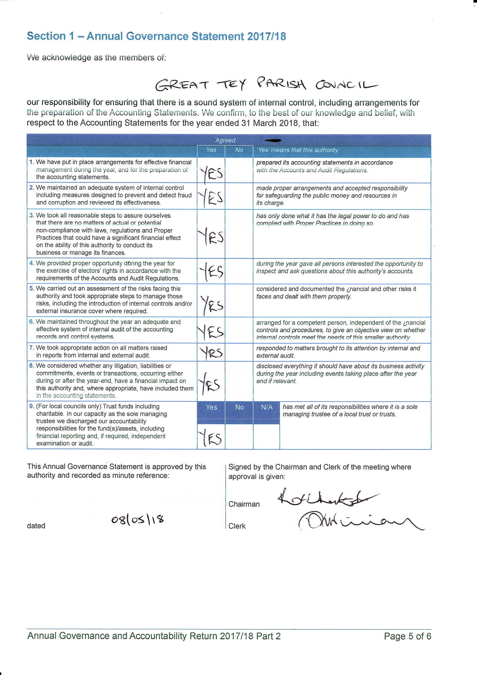 Annual Governance Statements - Great Tey Parish CouncilGreat Tey Parish ...